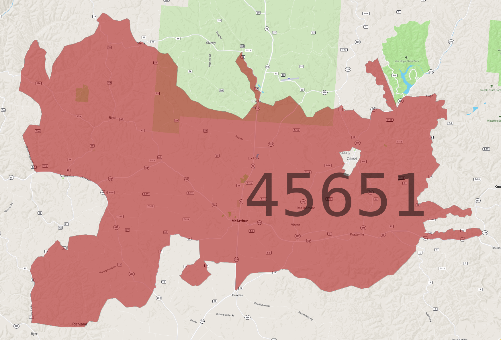 Zip Code 45651 - AtlasBig.com