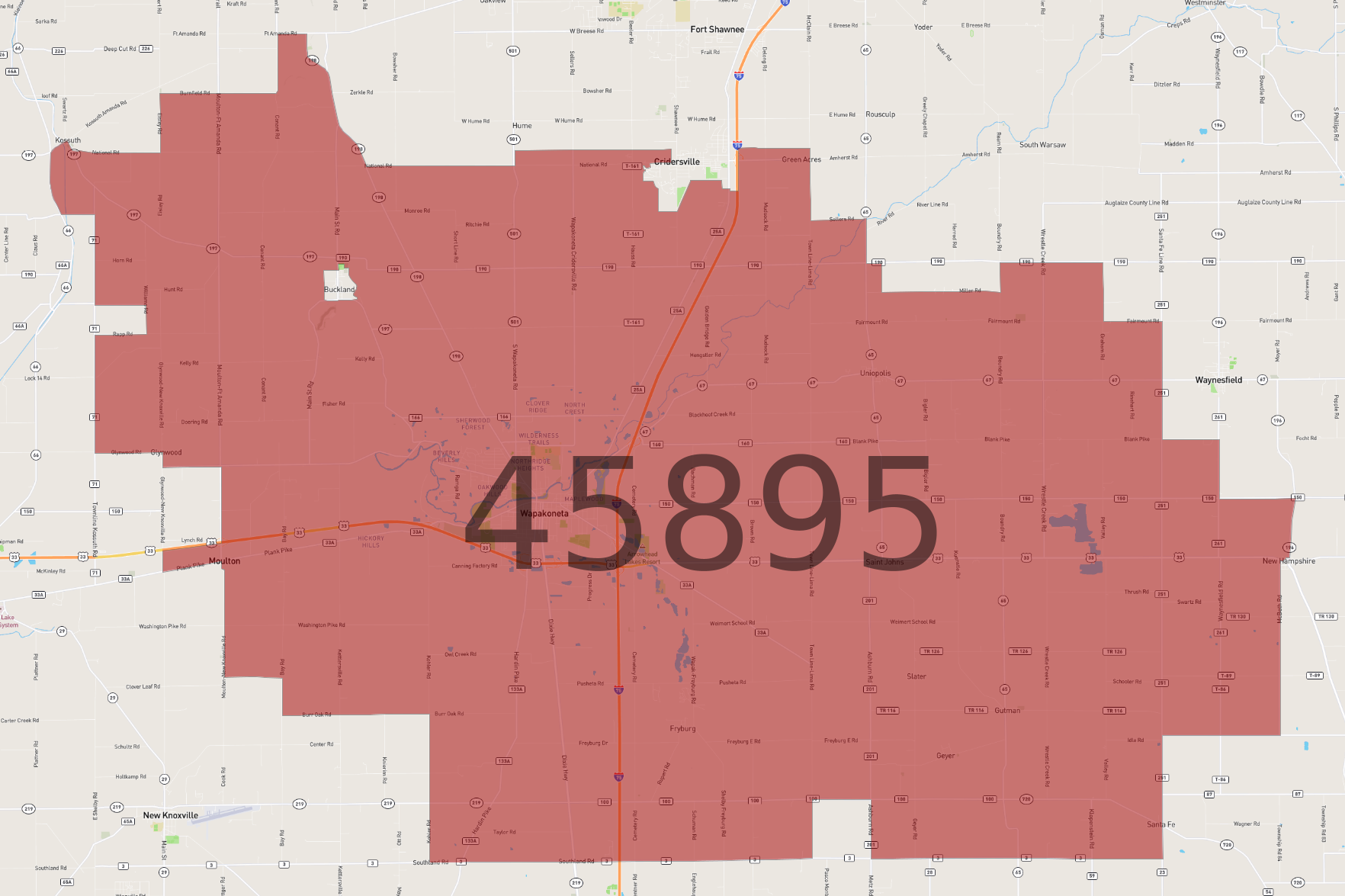 Zip Code 45895 - AtlasBig.com