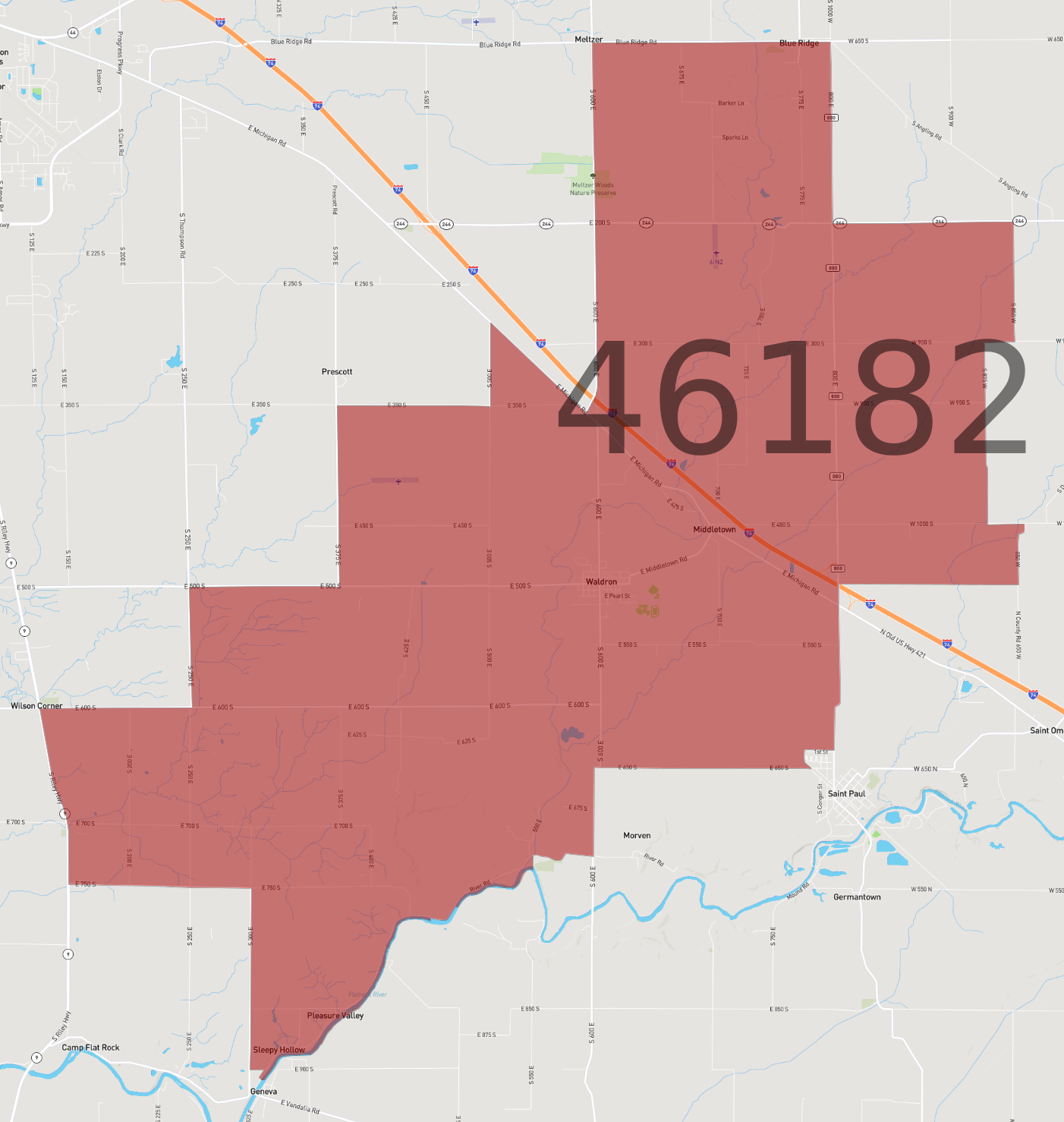 Zip Code 46182 - AtlasBig.com