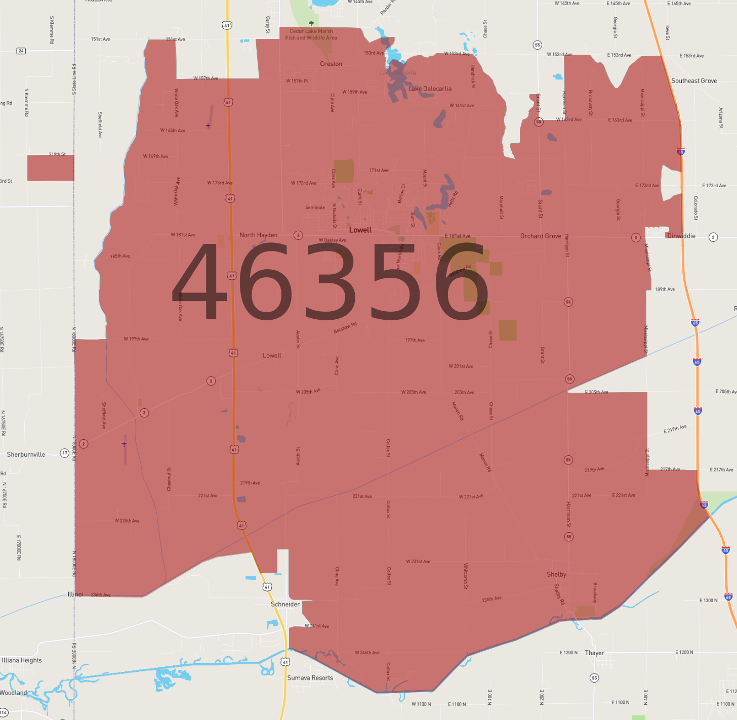 Zip Code 46356 - AtlasBig.com