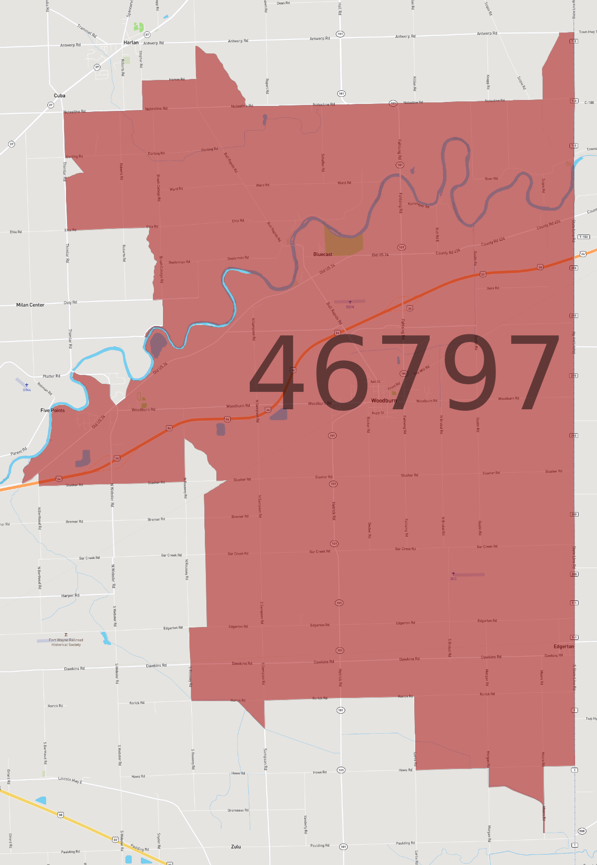 Zip Code 46797 - AtlasBig.com