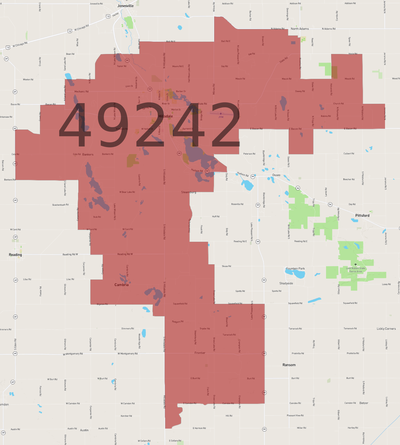 Zip Code 49242 - AtlasBig.com