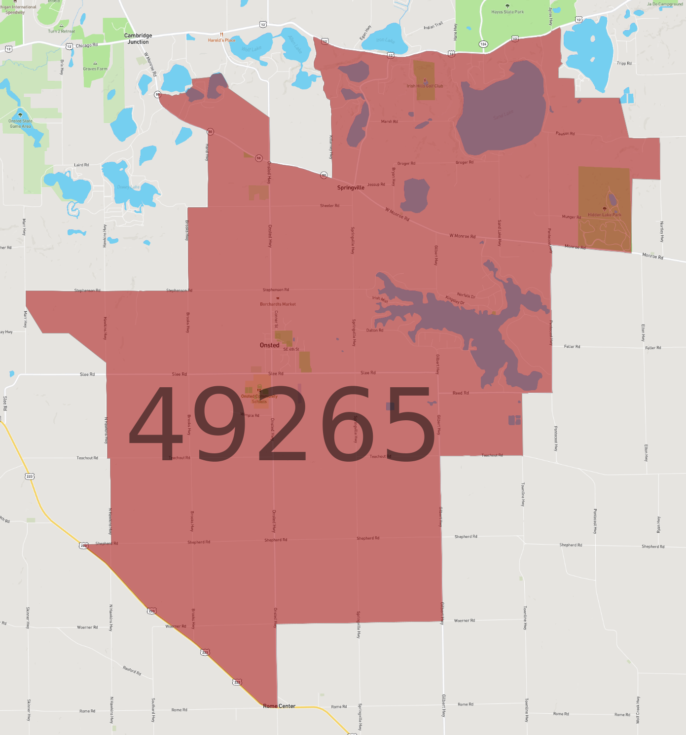 Zip Code 49265 - AtlasBig.com