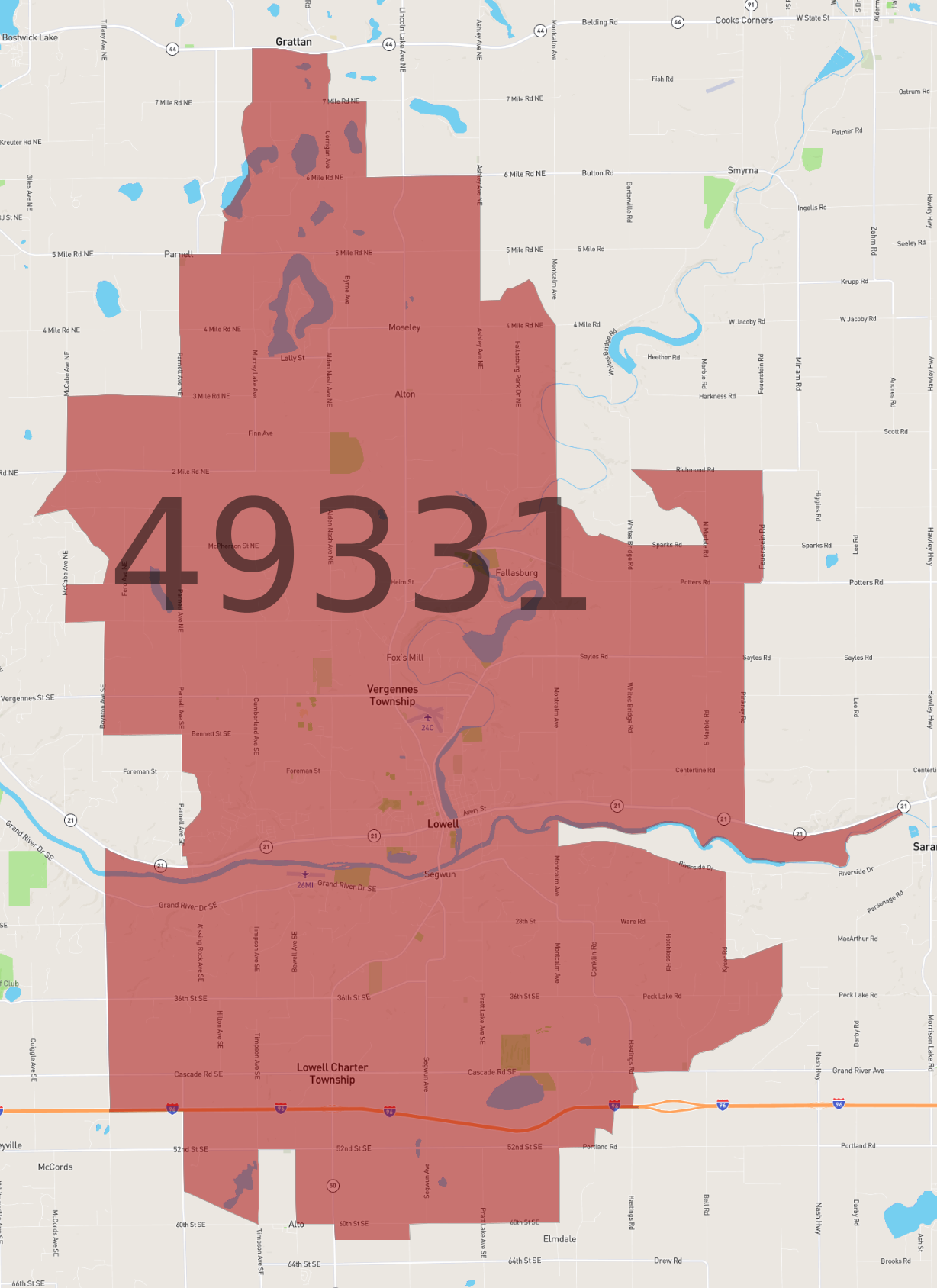 Zip Code 49331 - AtlasBig.com