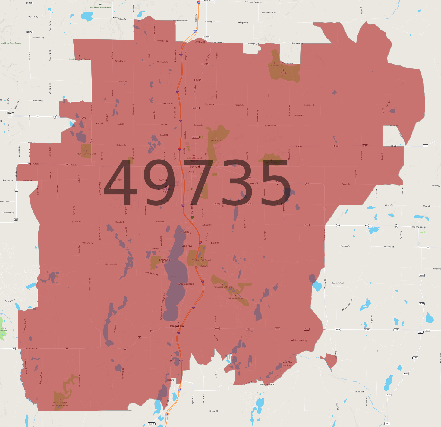 Zip Code 49735 - AtlasBig.com