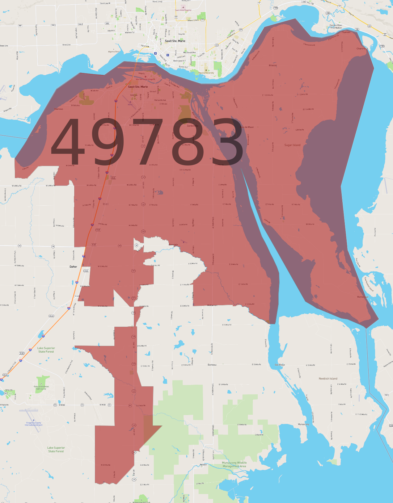 Zip Code 49783 - AtlasBig.com