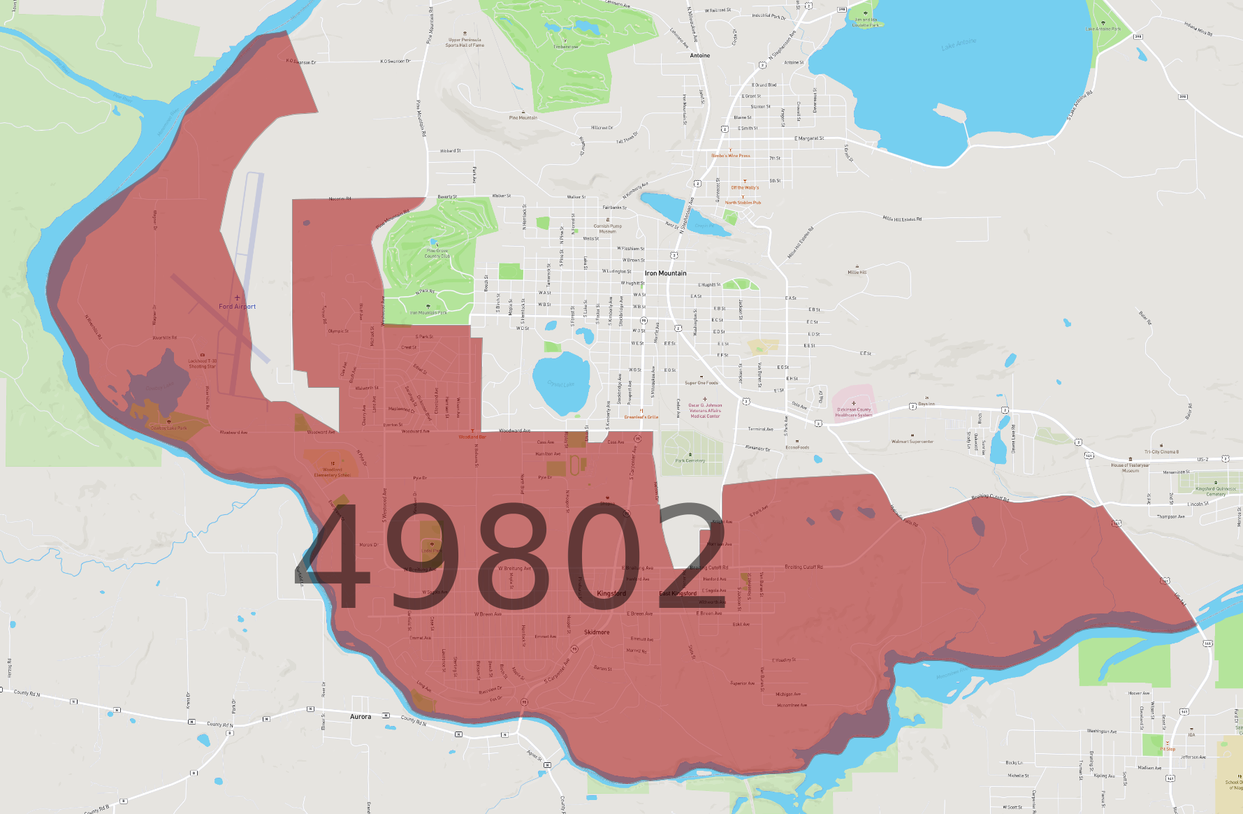 Zip Code 49802 - AtlasBig.com