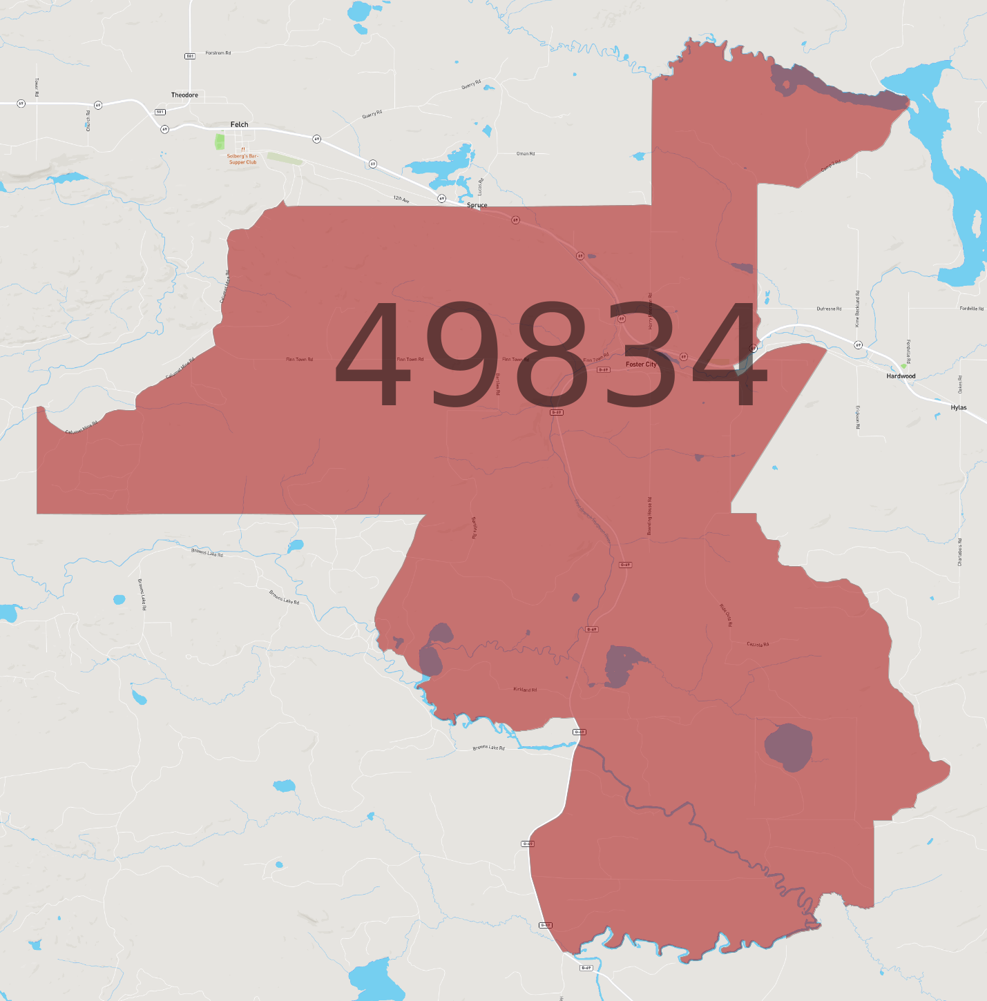 Zip Code 49834 - AtlasBig.com