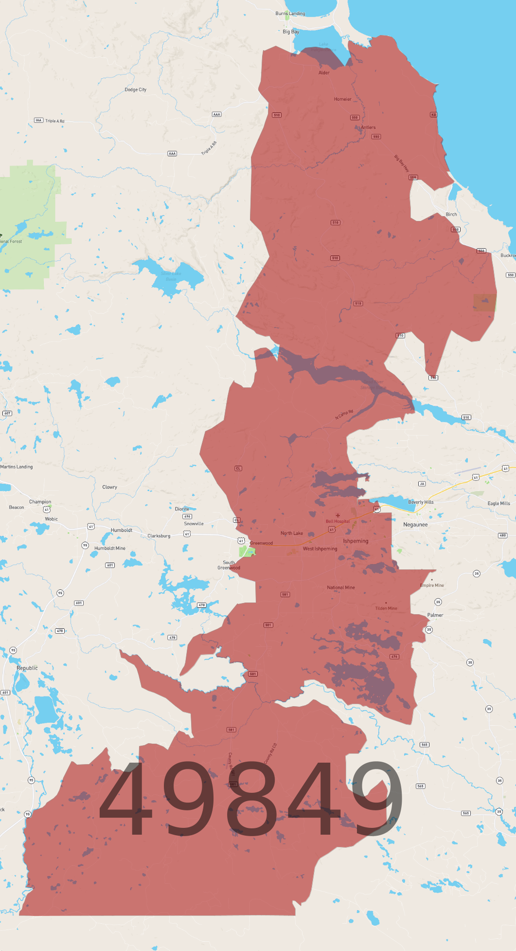 Zip Code 49849 - AtlasBig.com