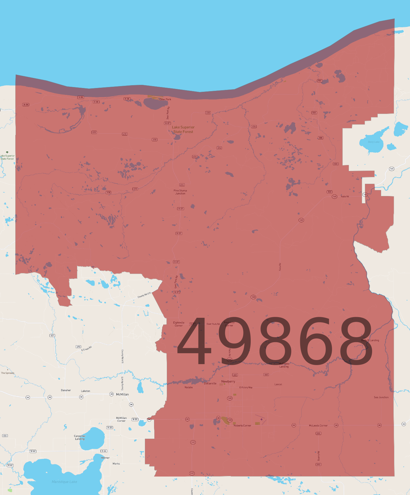 Zip Code 49868 - AtlasBig.com