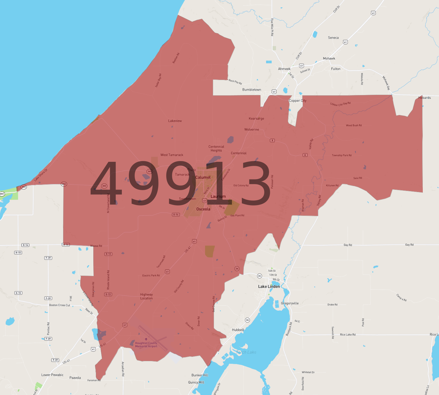 Zip Code 49913 - AtlasBig.com