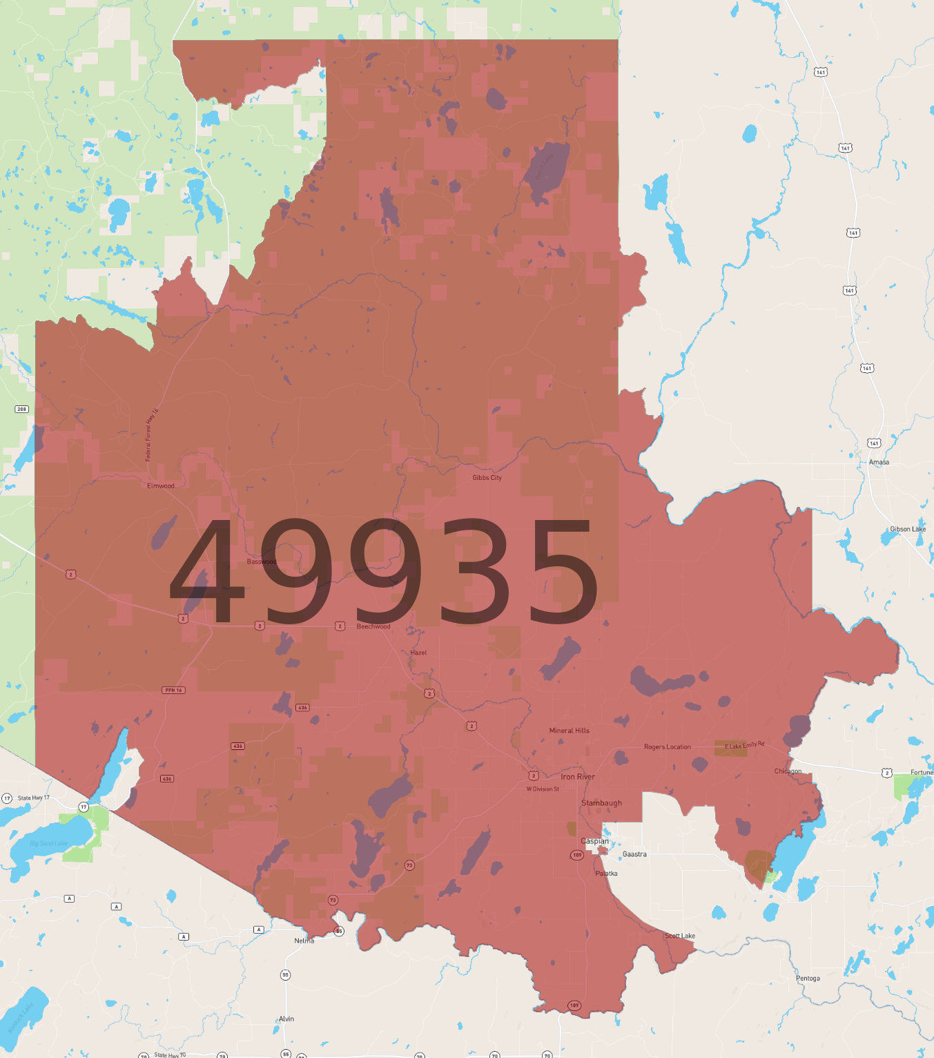 Zip Code 49935 - AtlasBig.com