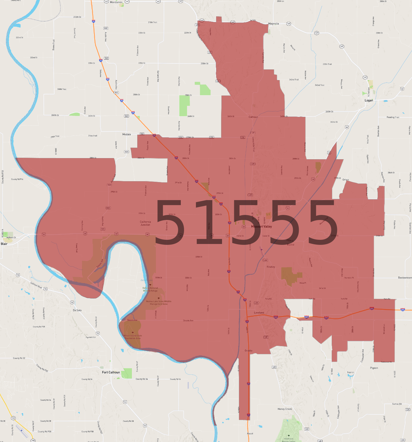 Zip Code 51555 - AtlasBig.com