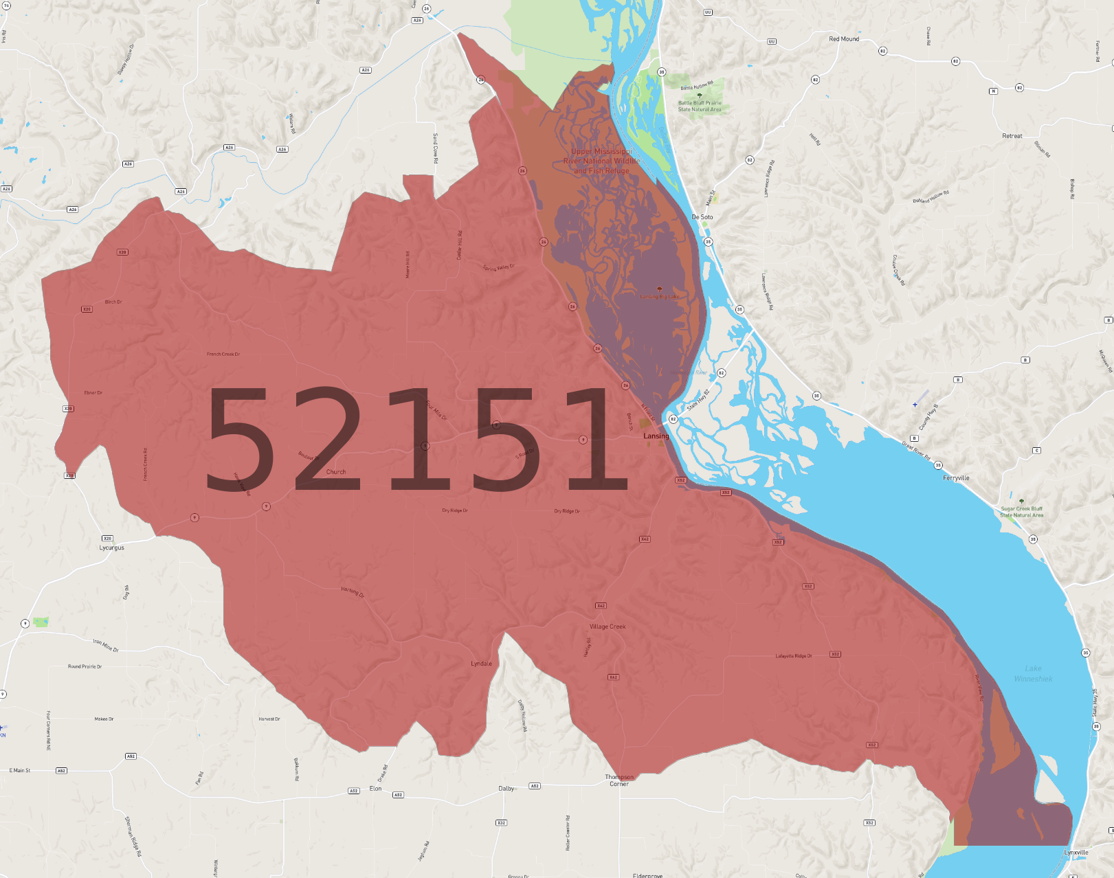 Zip Code 52151 - AtlasBig.com