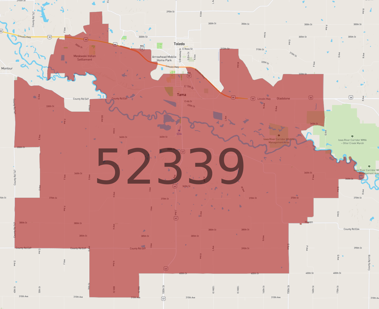 Zip Code 52339 - AtlasBig.com