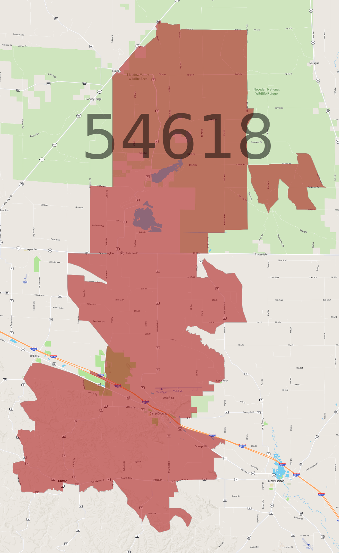 Zip Code 54618 - AtlasBig.com