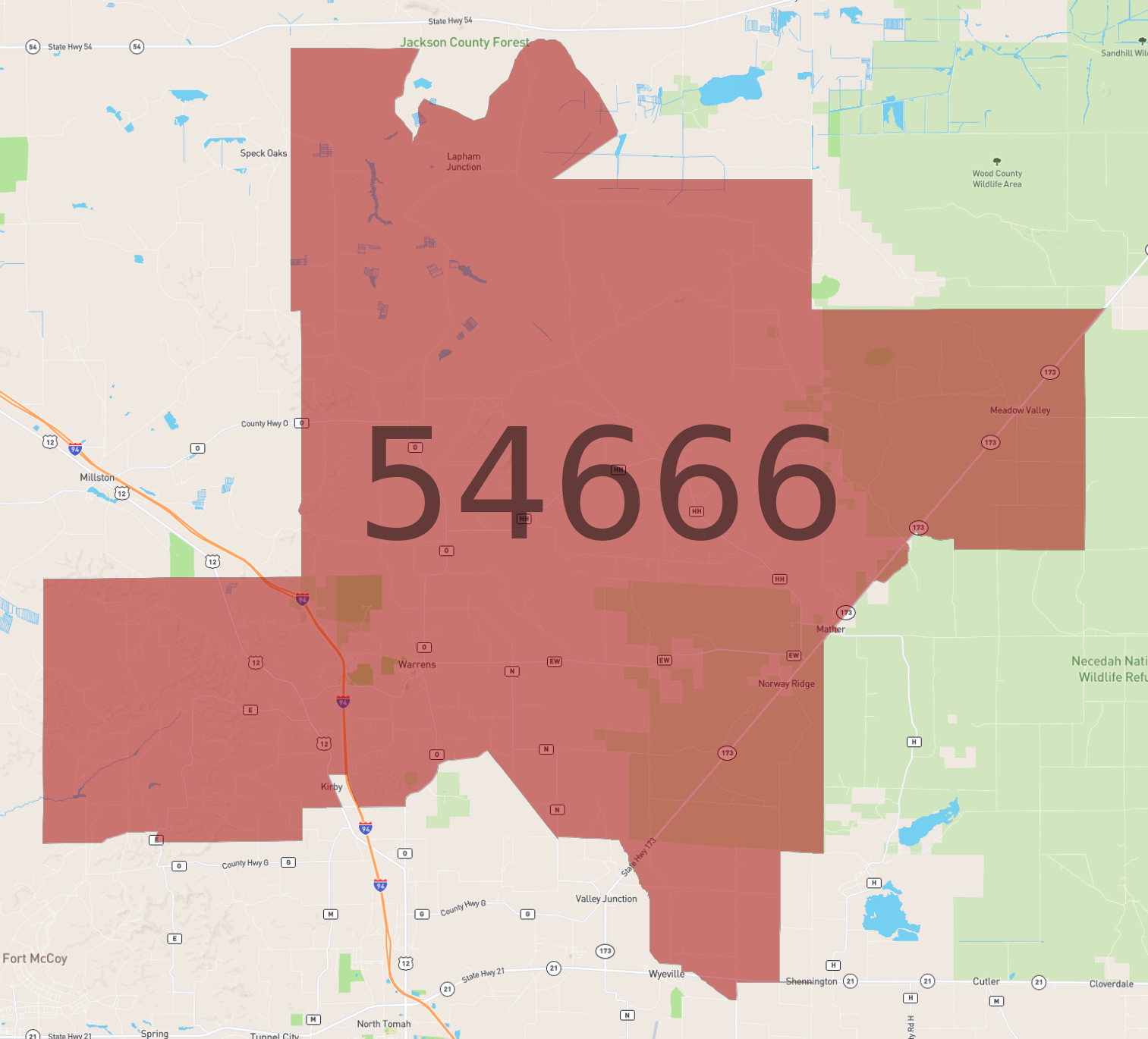 Zip Code 54666 - AtlasBig.com