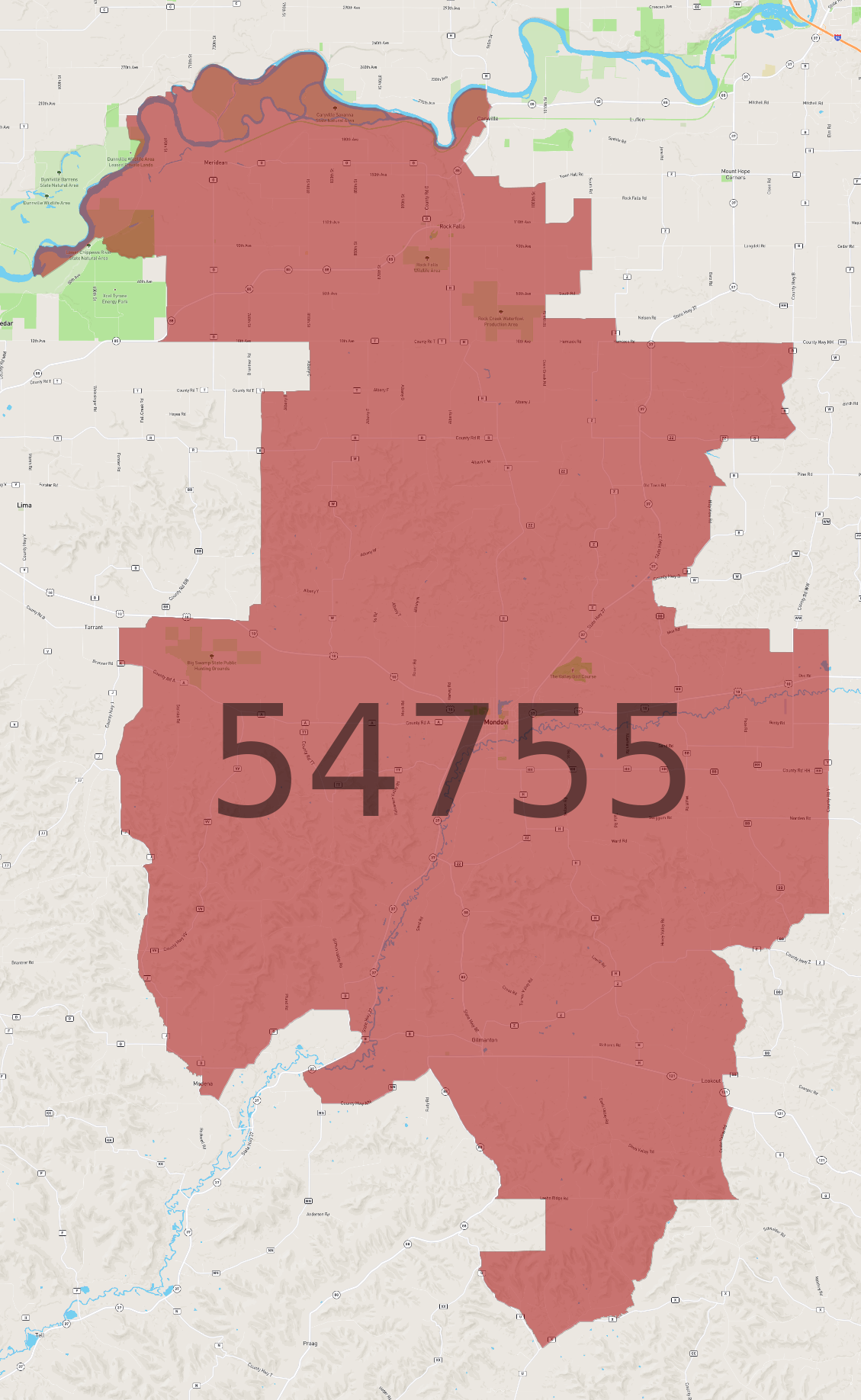 Zip Code 54755 - AtlasBig.com