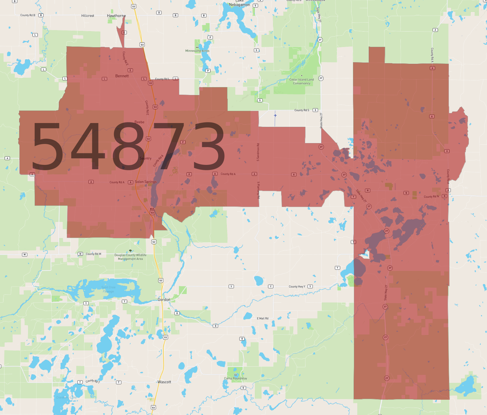 Zip Code 54873 - AtlasBig.com