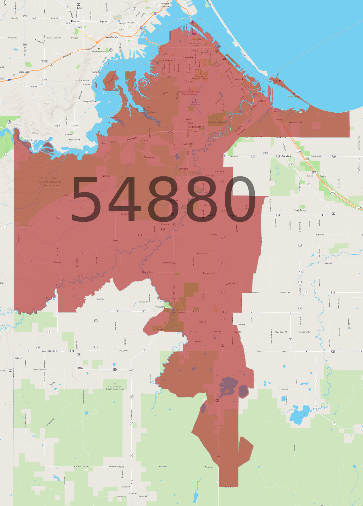 Zip Code 54880 - AtlasBig.com