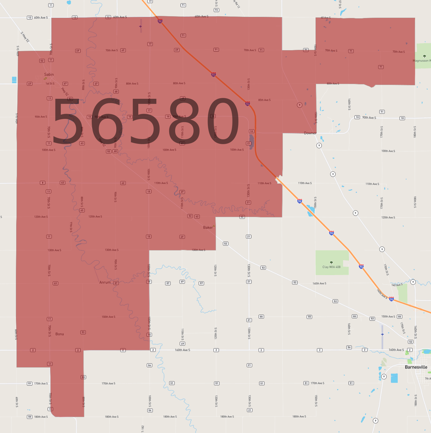 Zip Code 56580 - AtlasBig.com