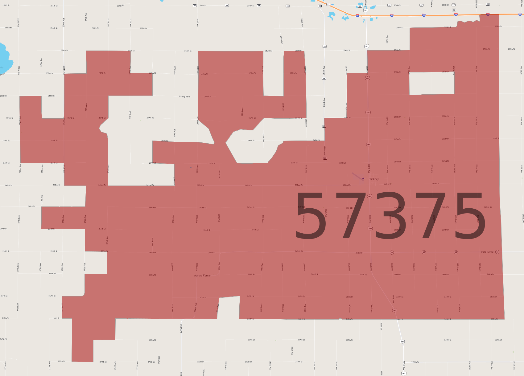 Zip Code 57375 - AtlasBig.com