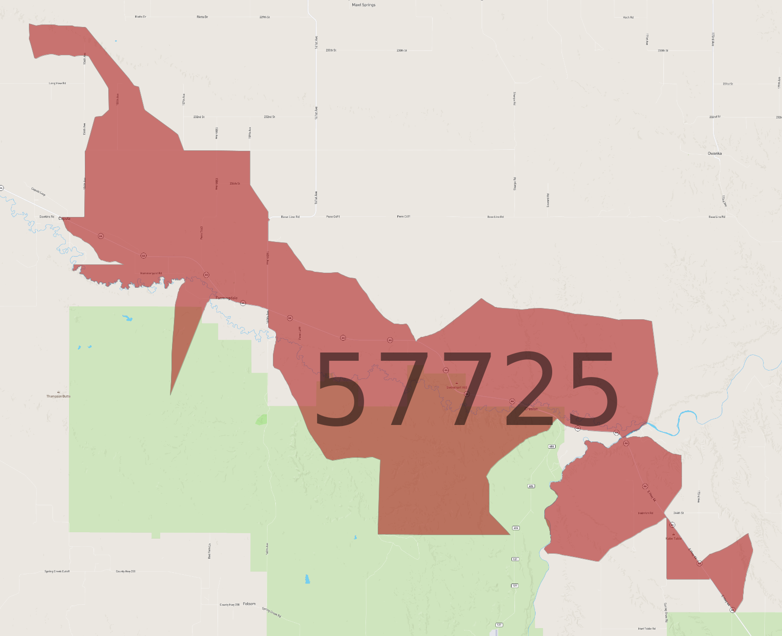 Zip Code 57725 - AtlasBig.com