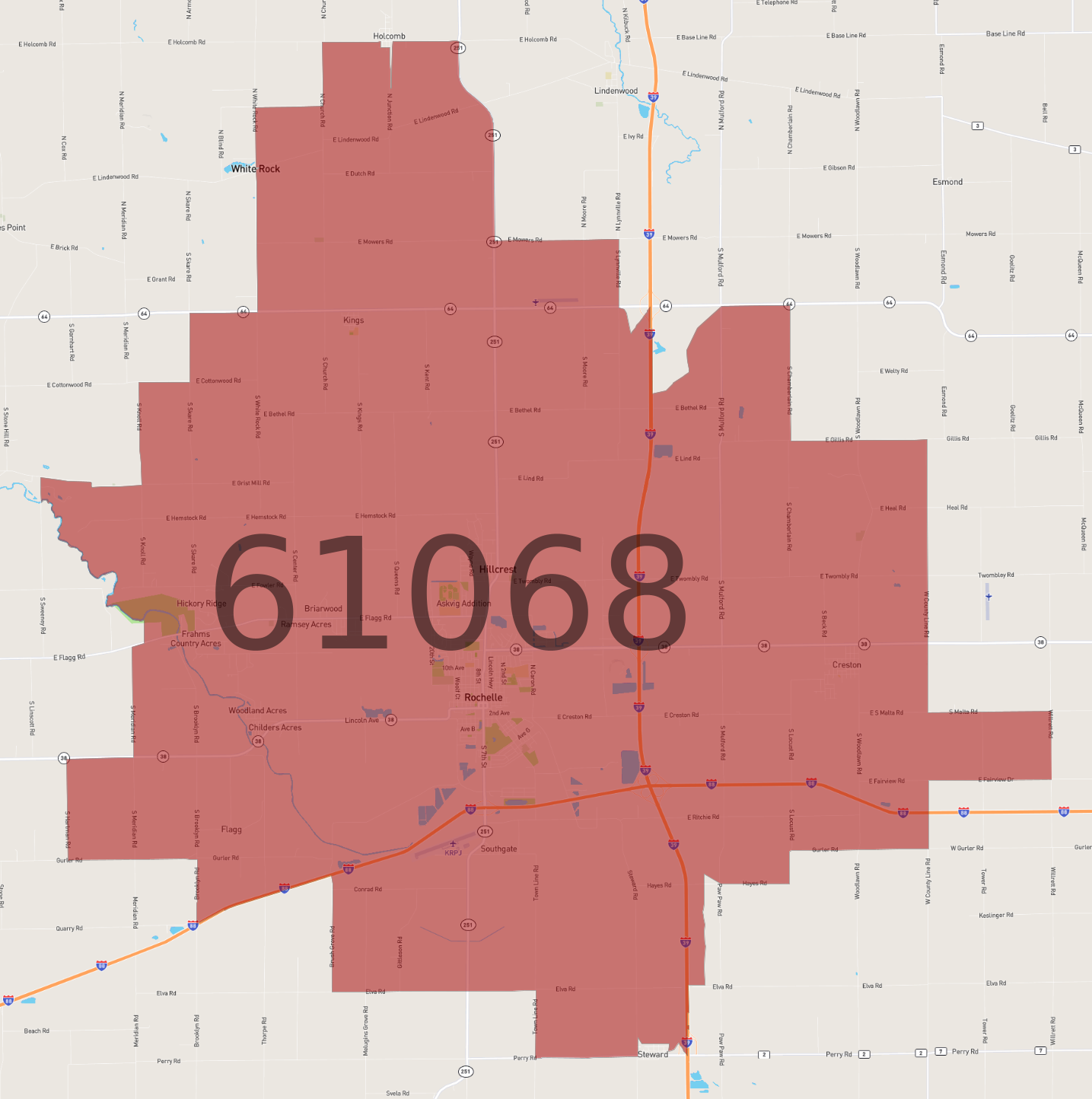 Zip Code 61068 - AtlasBig.com