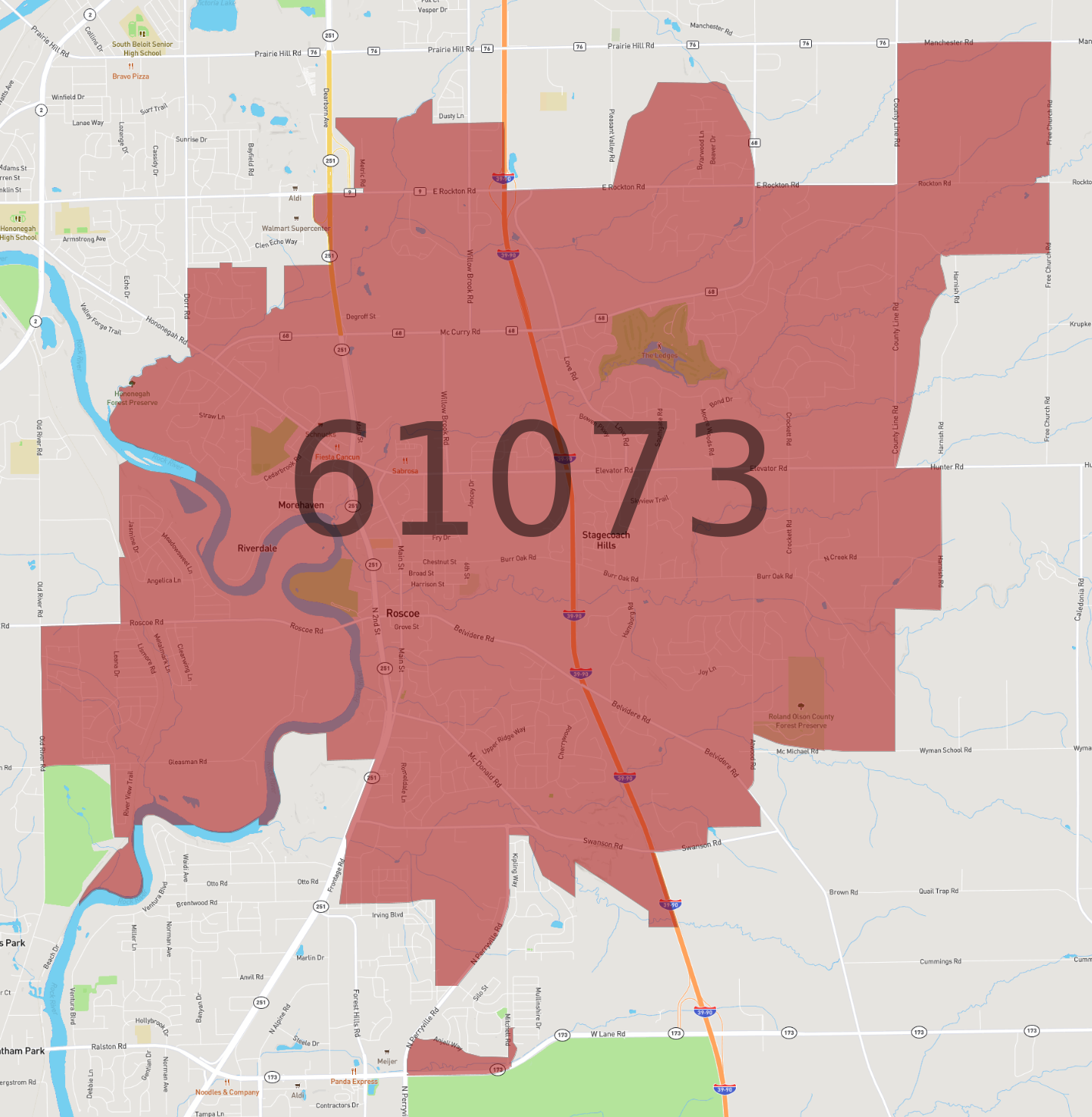 Zip Code 61073 - AtlasBig.com