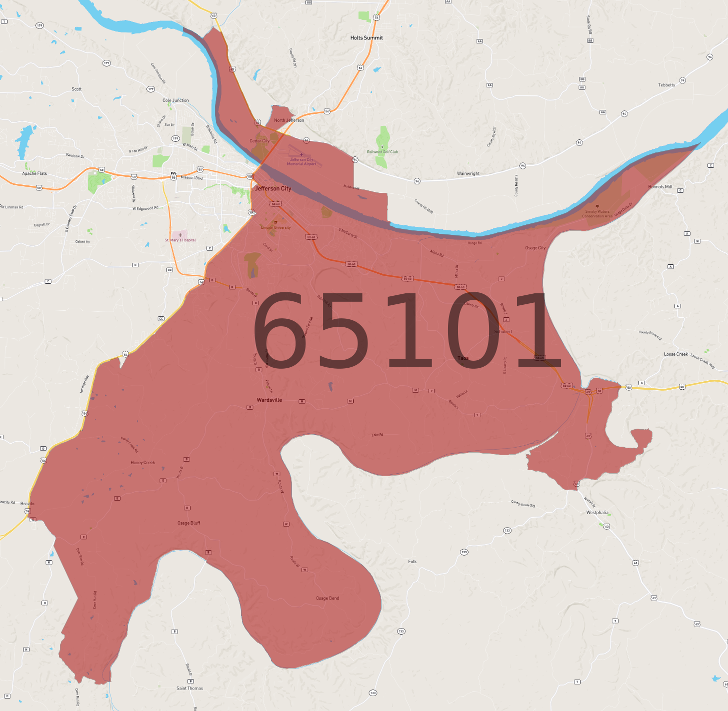 Zip Code 65101 - AtlasBig.com