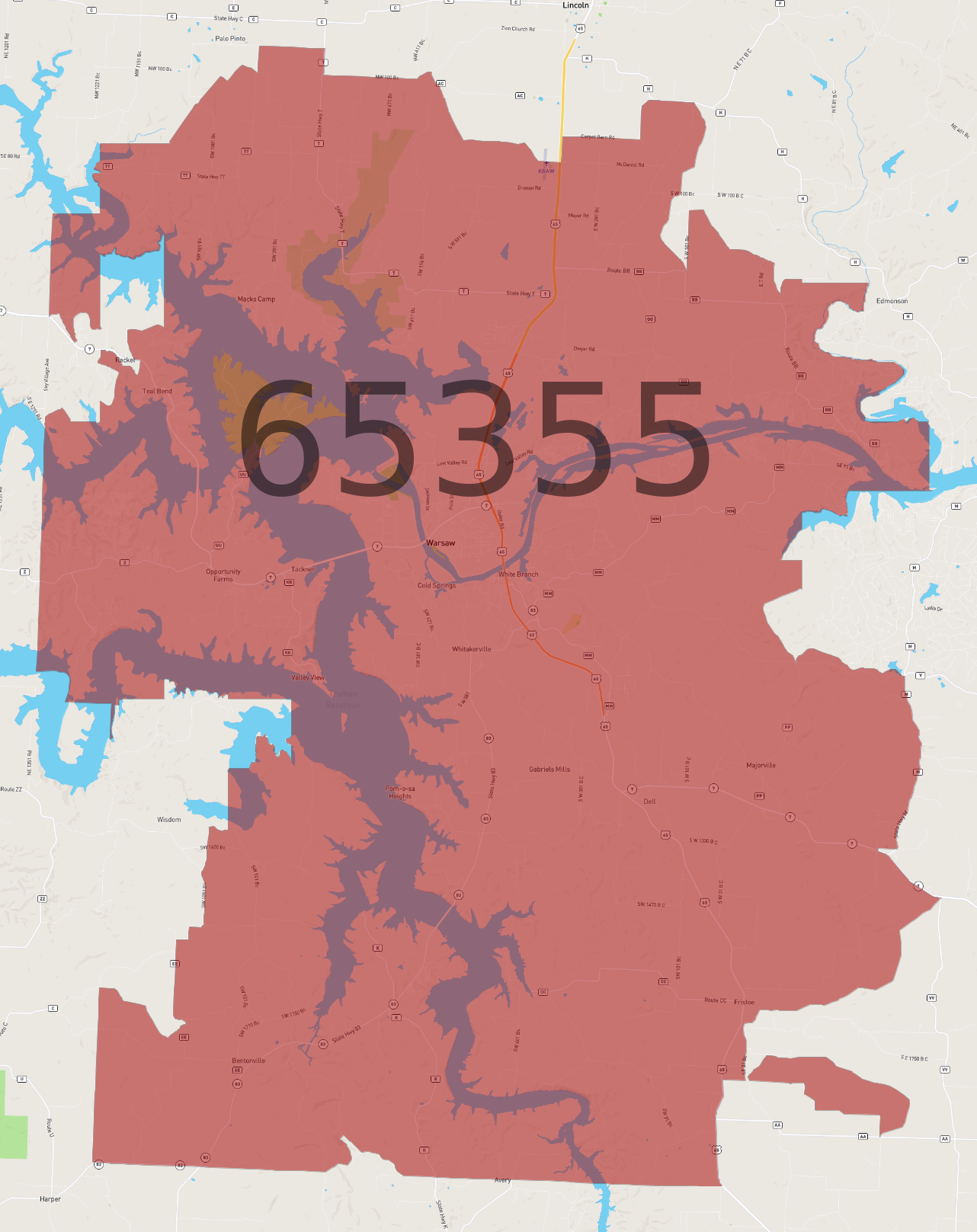 Zip Code 65355 - AtlasBig.com