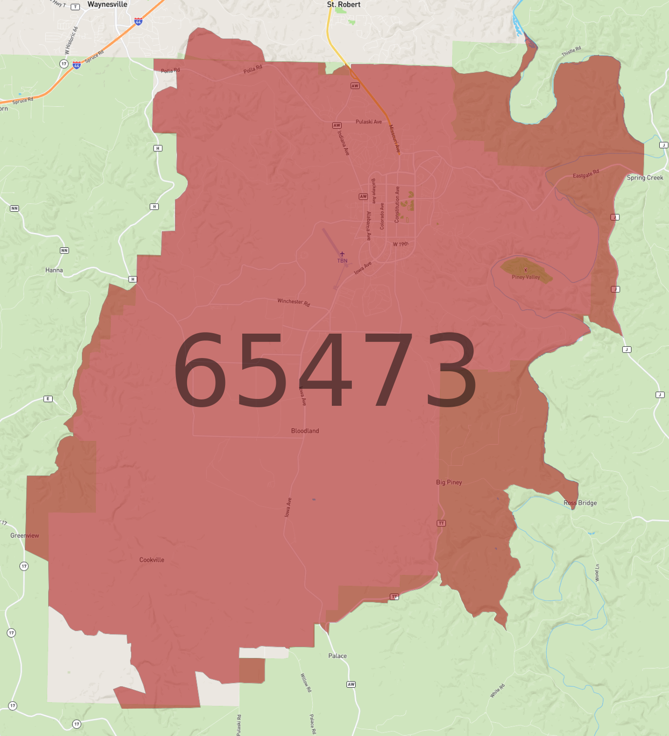 Zip Code 65473 - AtlasBig.com