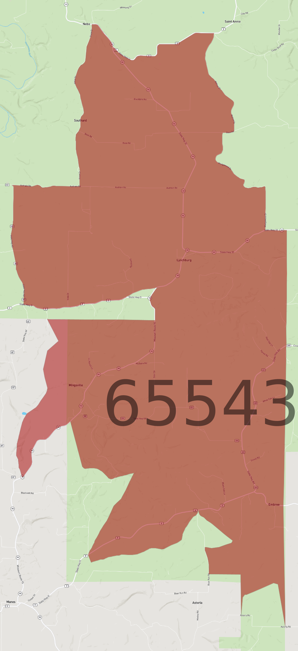 Zip Code 65543 - AtlasBig.com