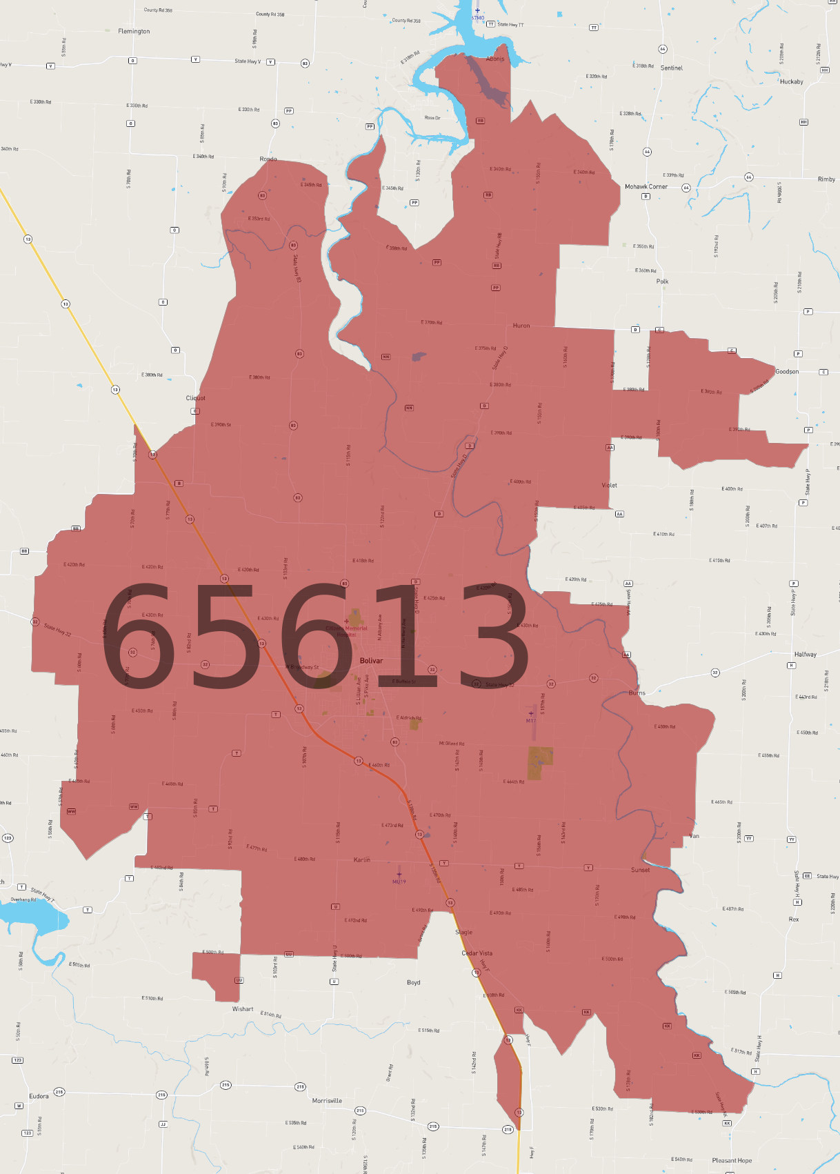 Zip Code 65613 - AtlasBig.com