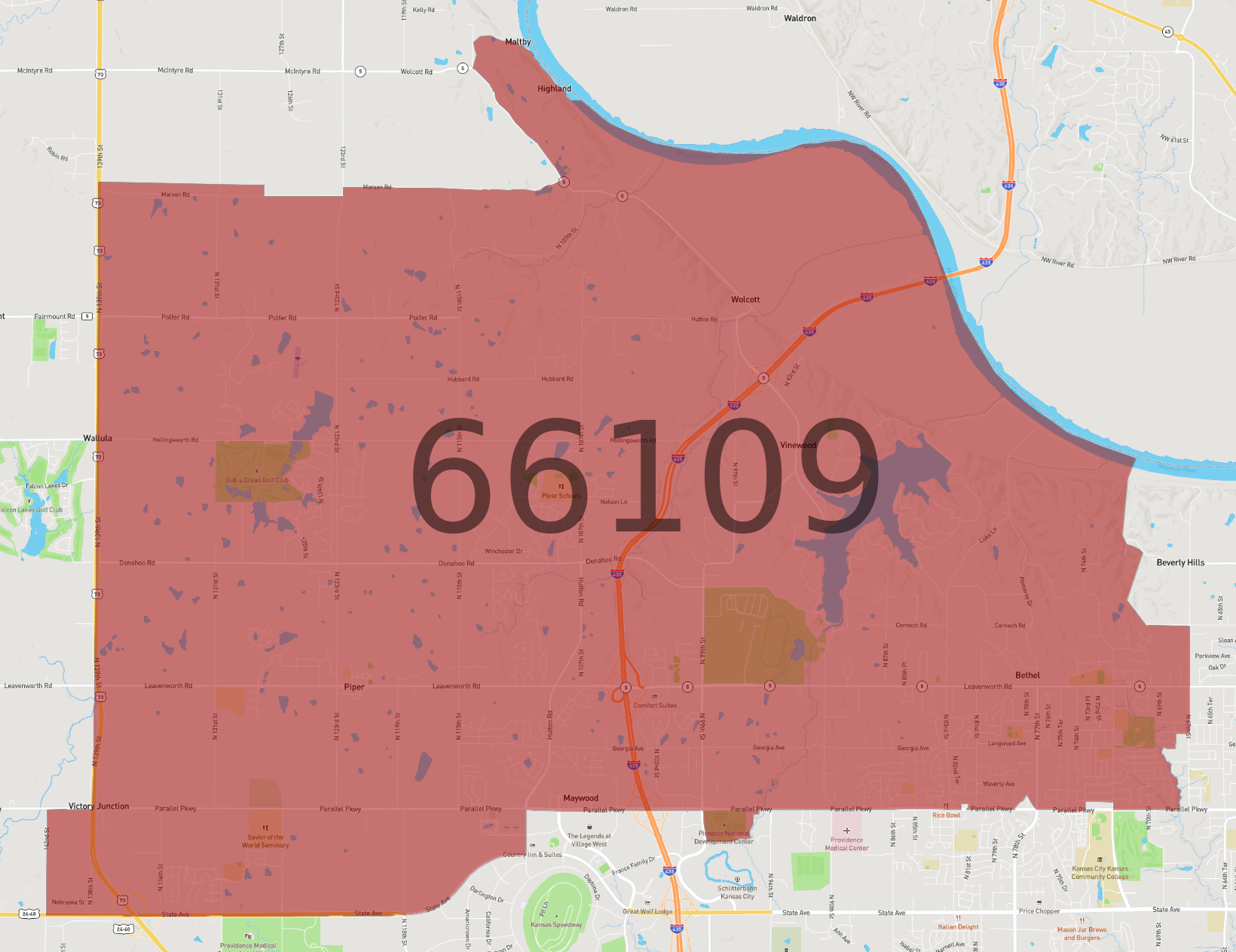 Zip Code 66109 - AtlasBig.com