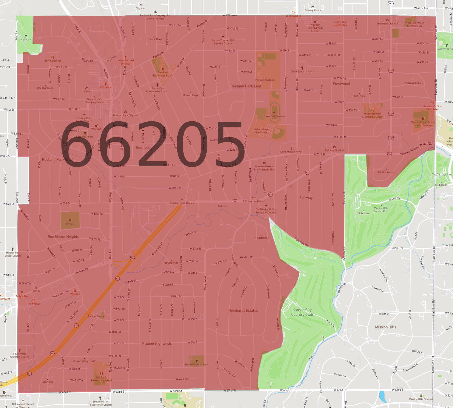 Zip Code 66205 - AtlasBig.com