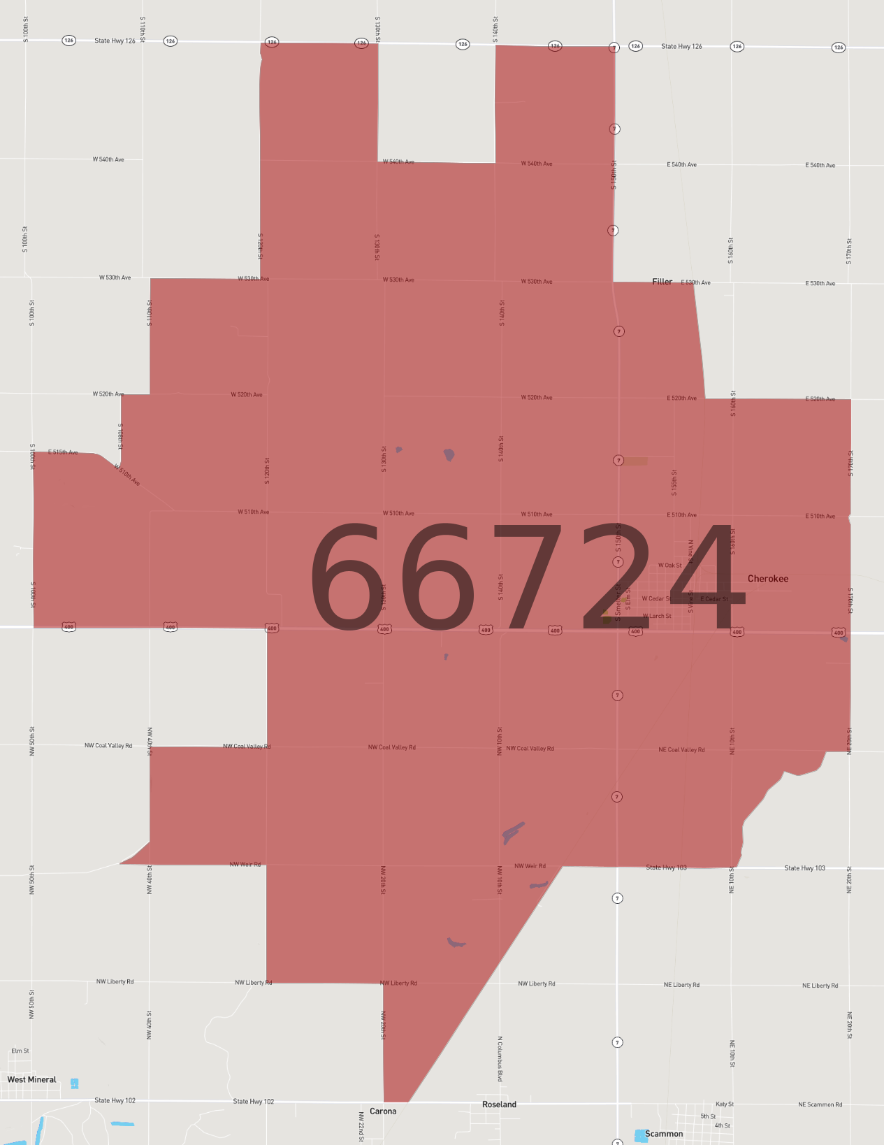 Zip Code 66724 - AtlasBig.com