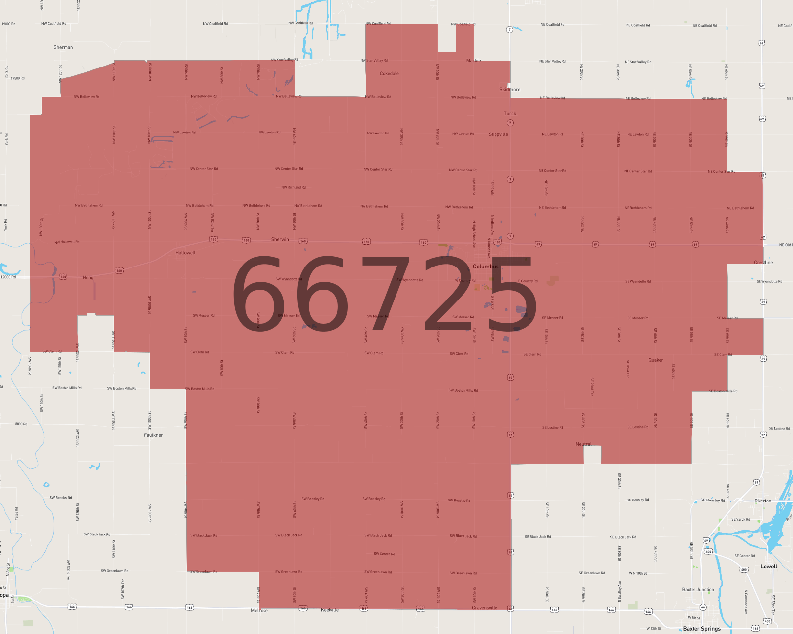 Zip Code 66725 - AtlasBig.com