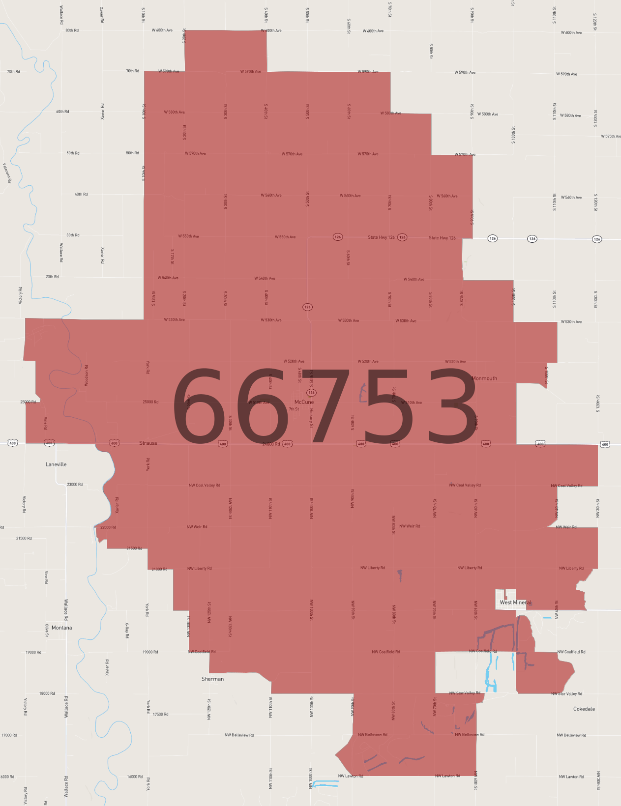 Zip Code 66753 - AtlasBig.com