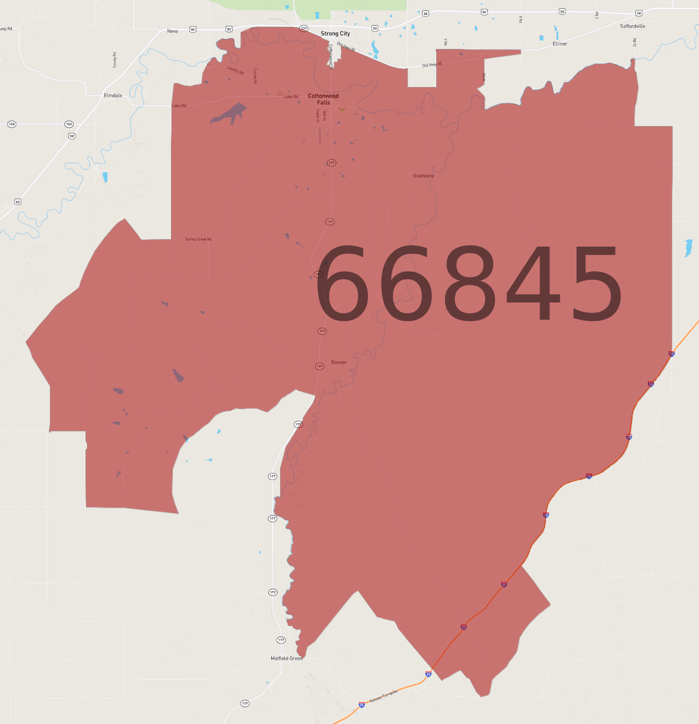 Zip Code 66845 - AtlasBig.com