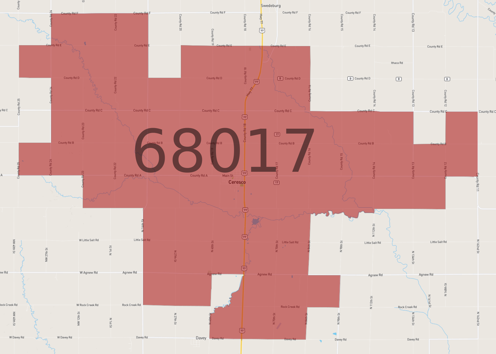 Zip Code 68017 - AtlasBig.com