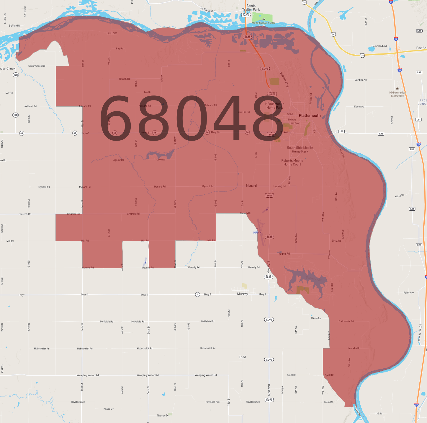 Zip Code 68048 - AtlasBig.com
