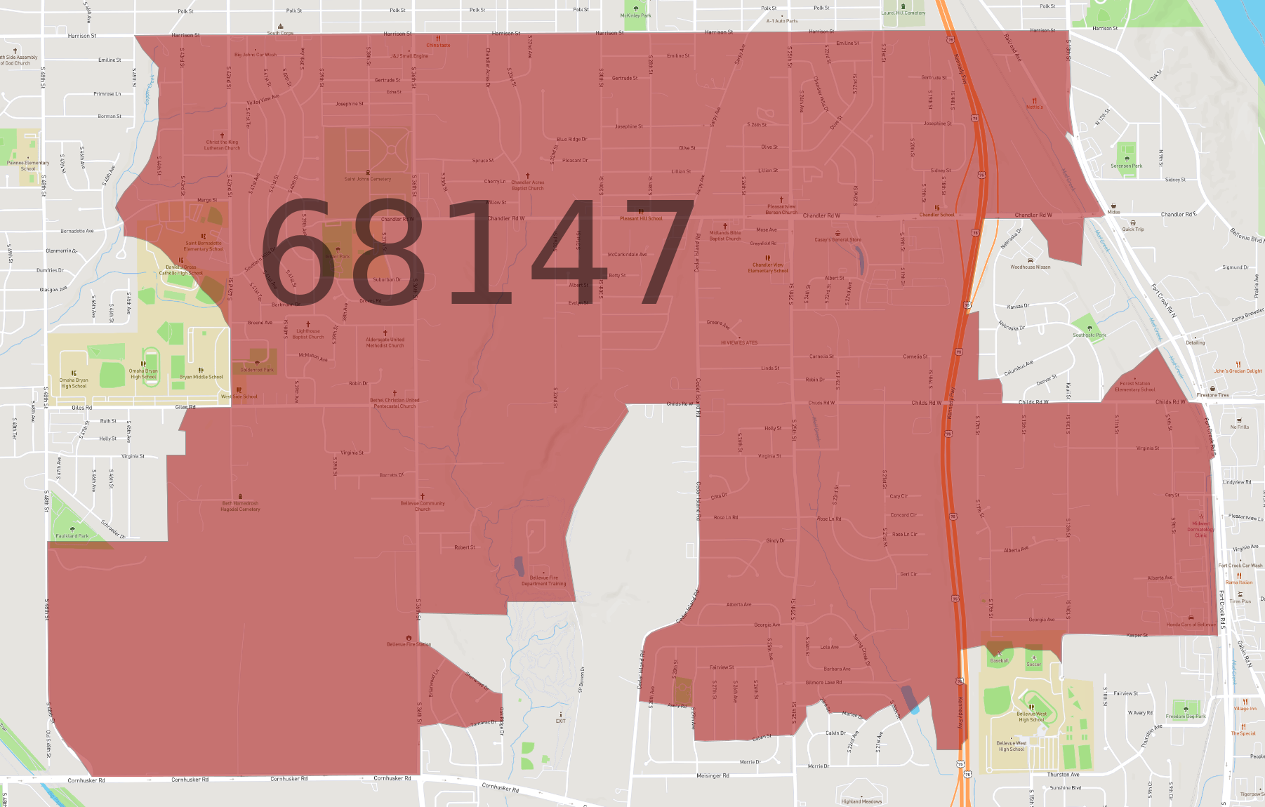 Zip Code 68147 - AtlasBig.com