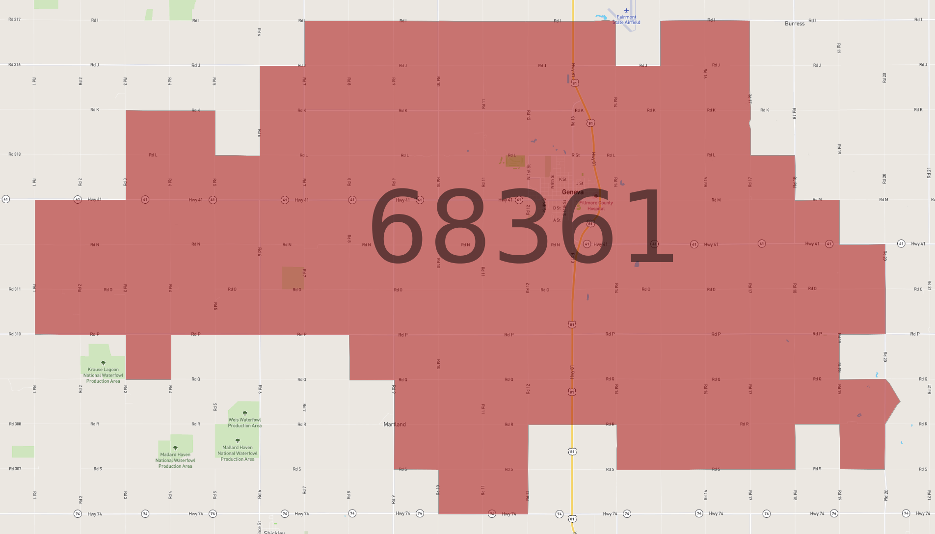 Zip Code 68361 - AtlasBig.com