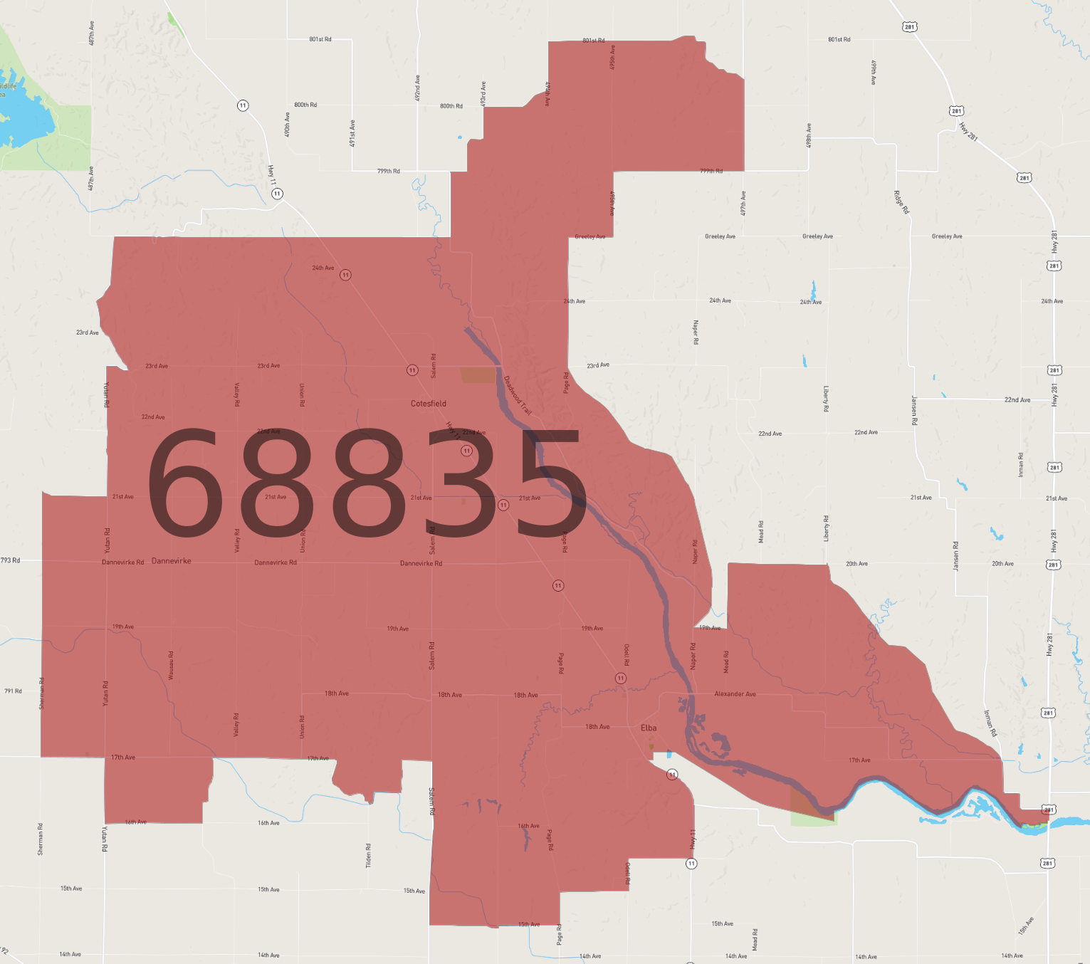 Zip Code 68835 - AtlasBig.com