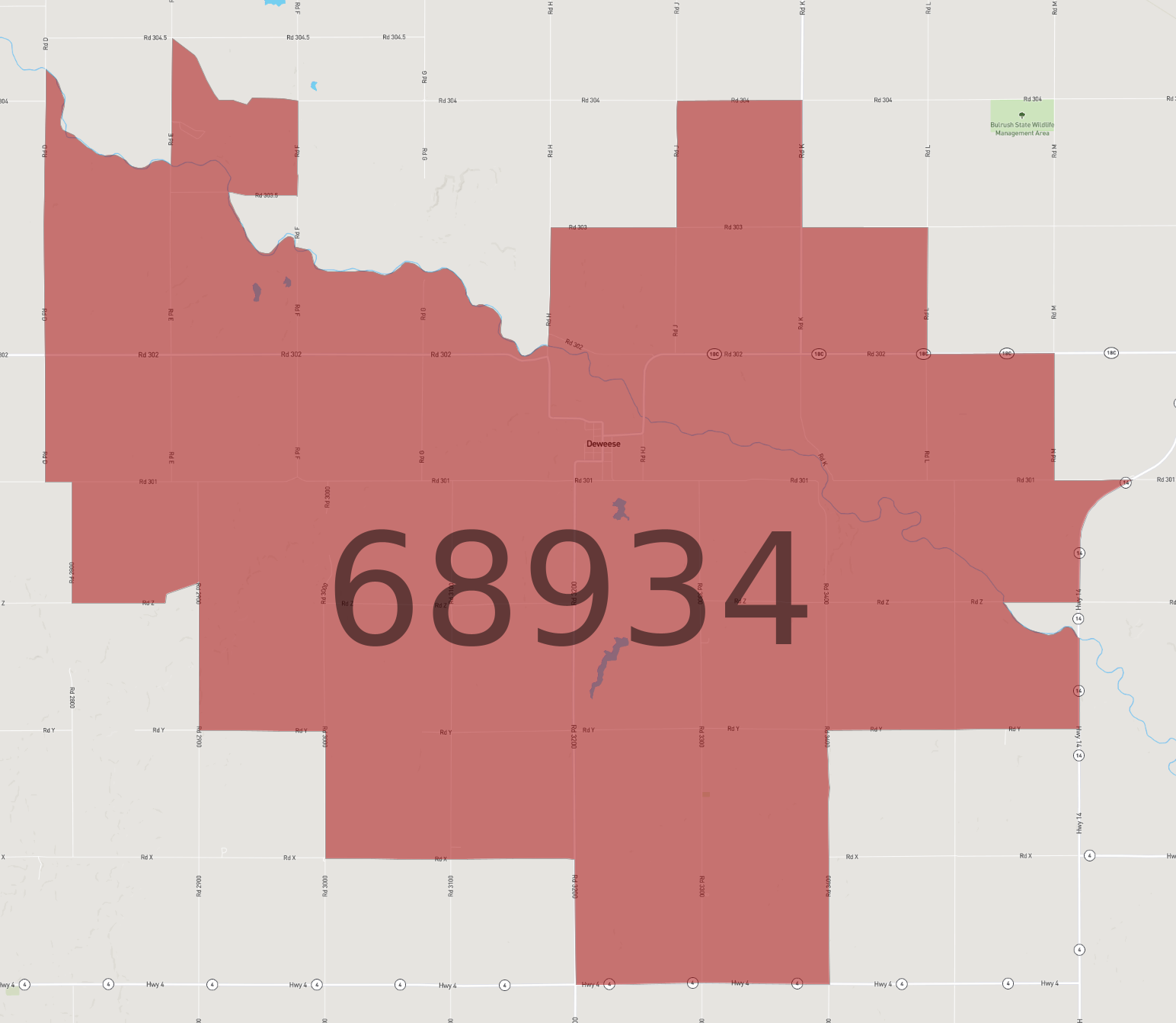 Zip Code 68934 - AtlasBig.com