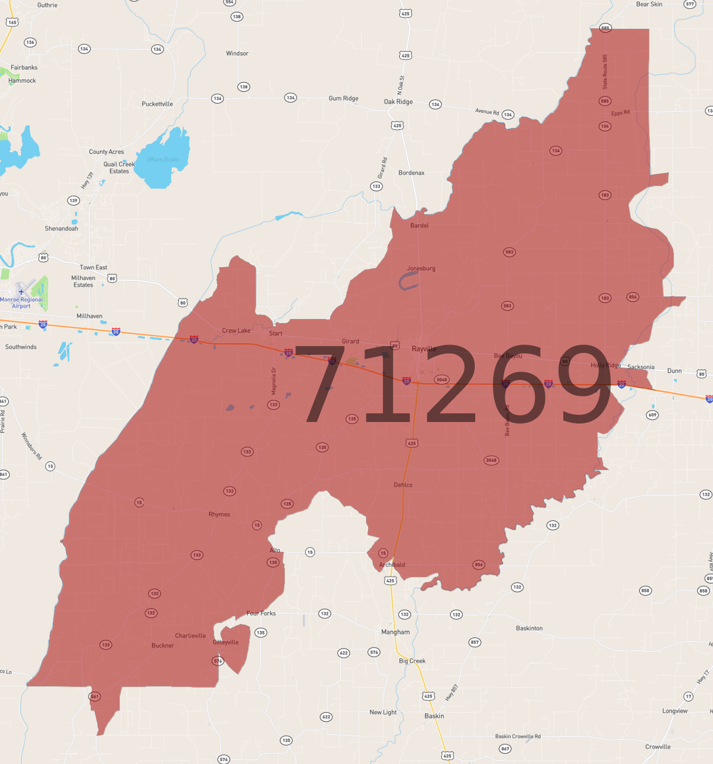 Zip Code 71269 - AtlasBig.com