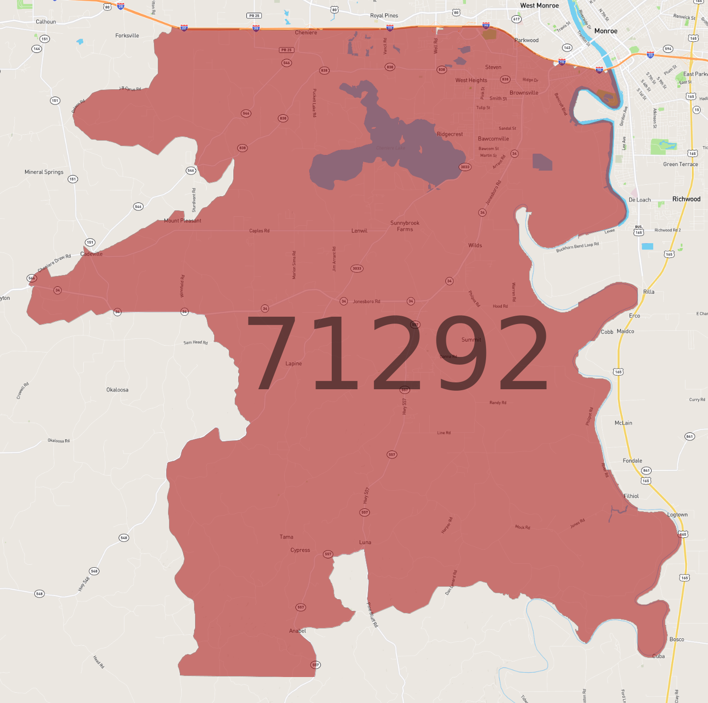 Zip Code 71292 - AtlasBig.com