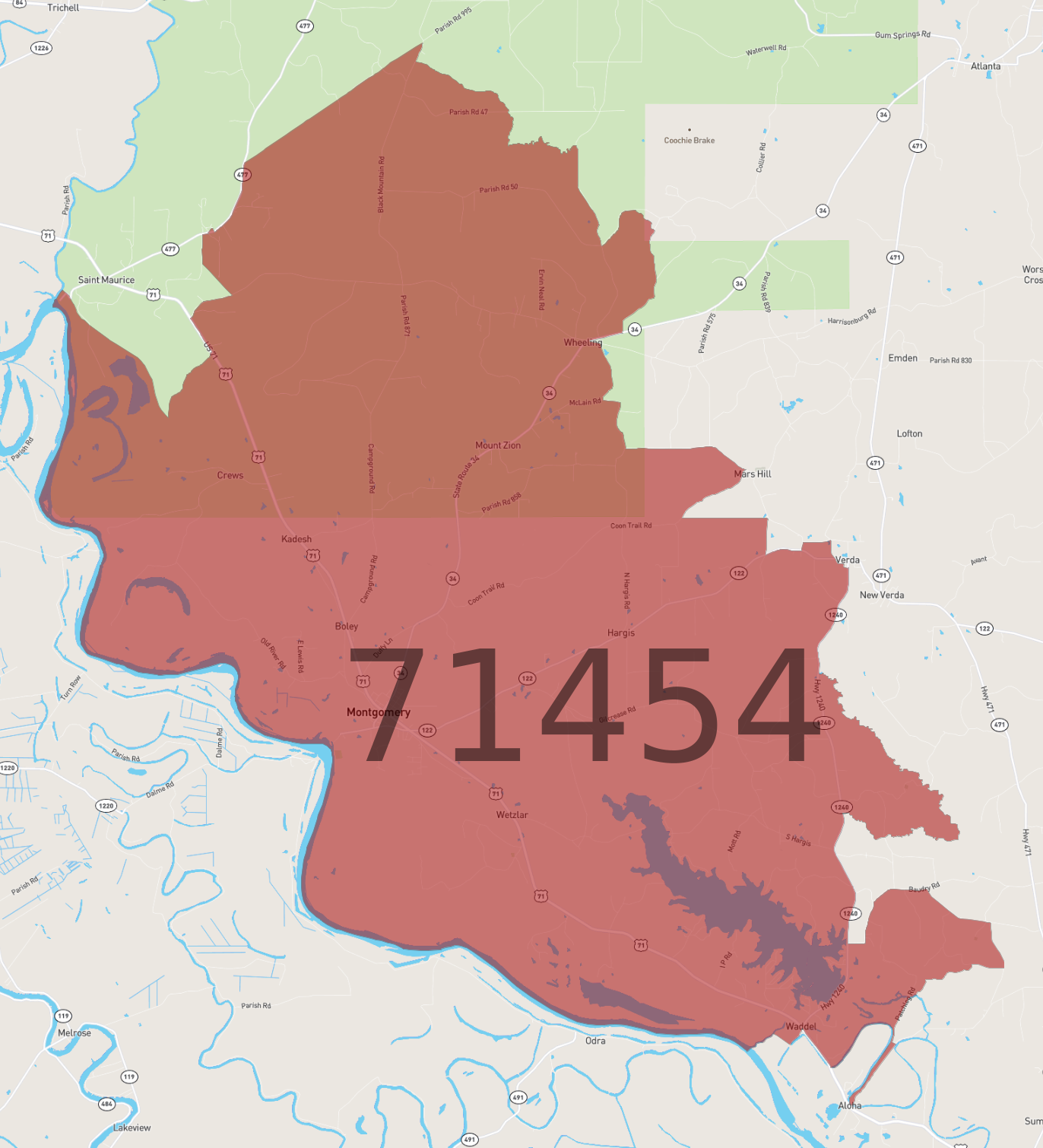 Zip Code 71454 - AtlasBig.com