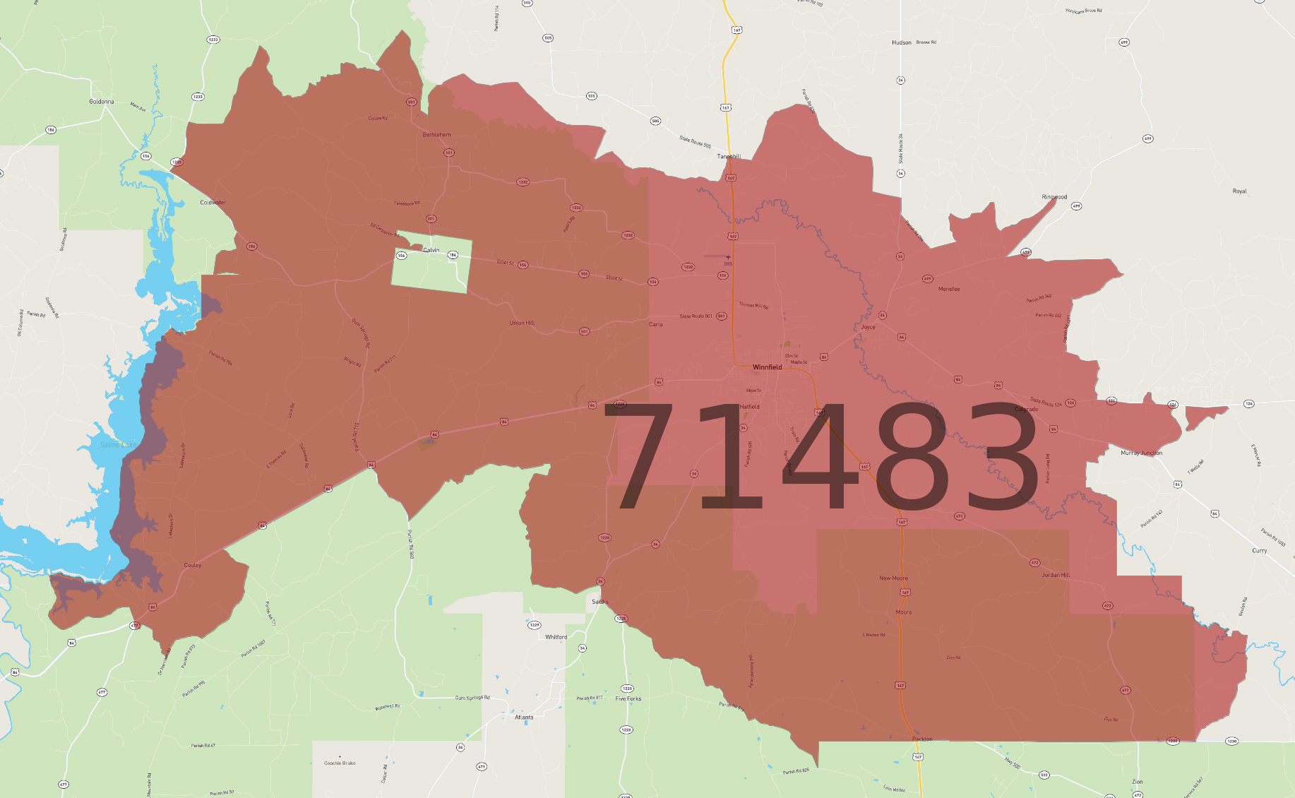 Zip Code 71483 - AtlasBig.com